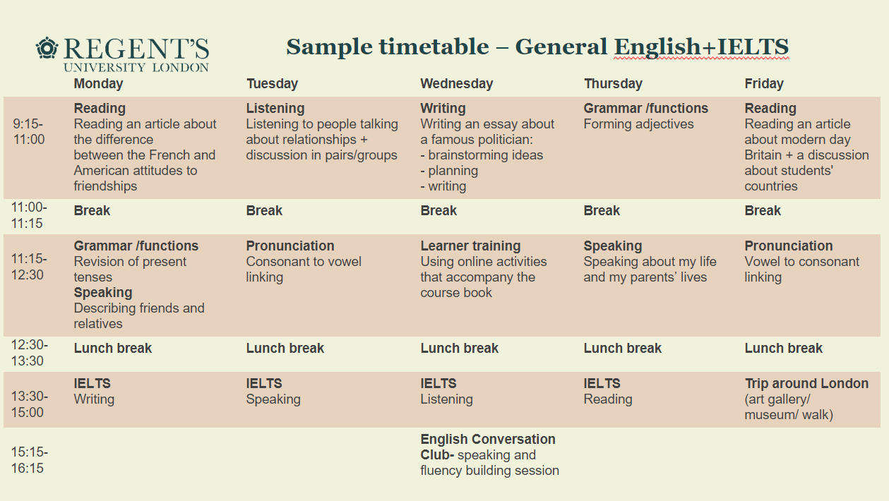 General English + IELTS Exam Preparation Course | Regent's University ...